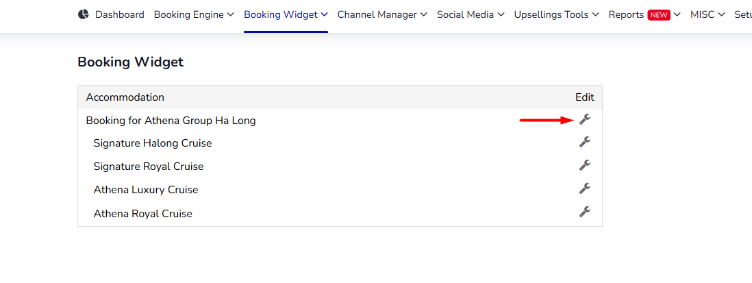 Activating the new Booking Widget for hotel group