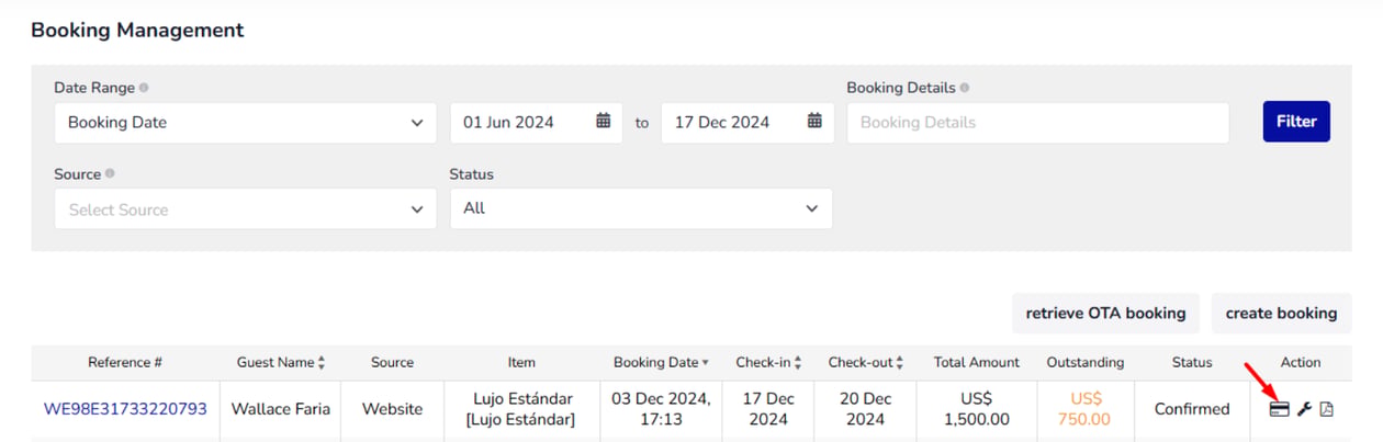 How to view booking card details?