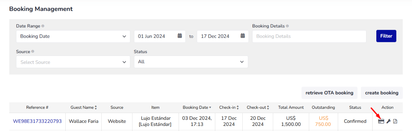 How to view booking card details?