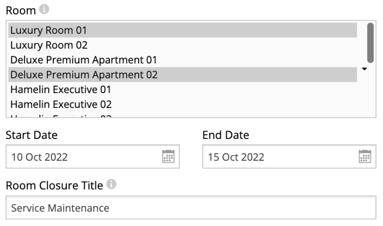 Room Closure: close a room unit